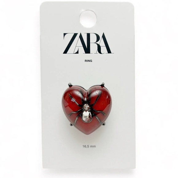 Zara | Jewelry | Zara Resin Spider Heart Shaped Ring Nwt | Poshmark